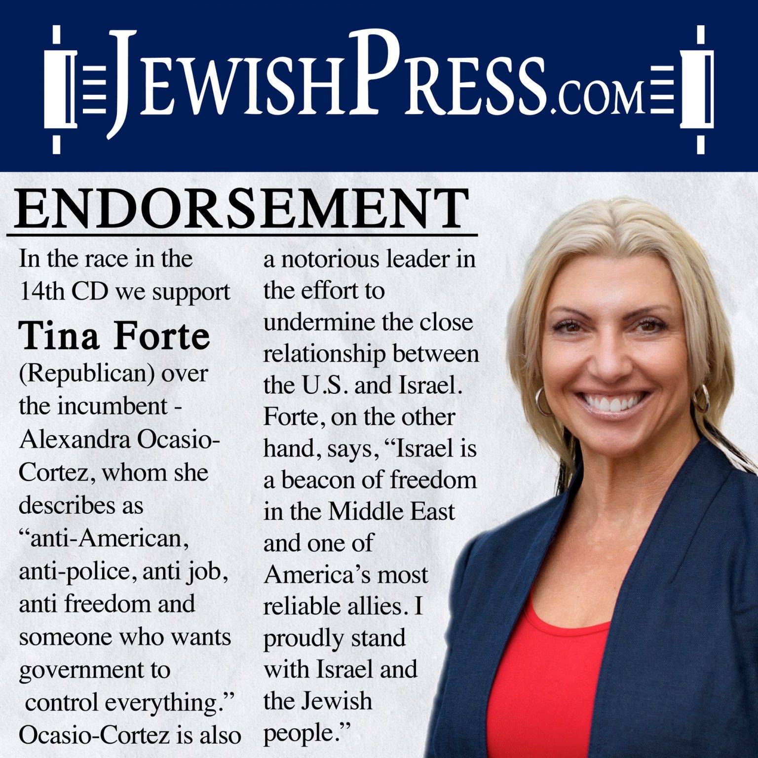 AOC – Send her back to bartending…. Vote Tina Forte for Congress ...